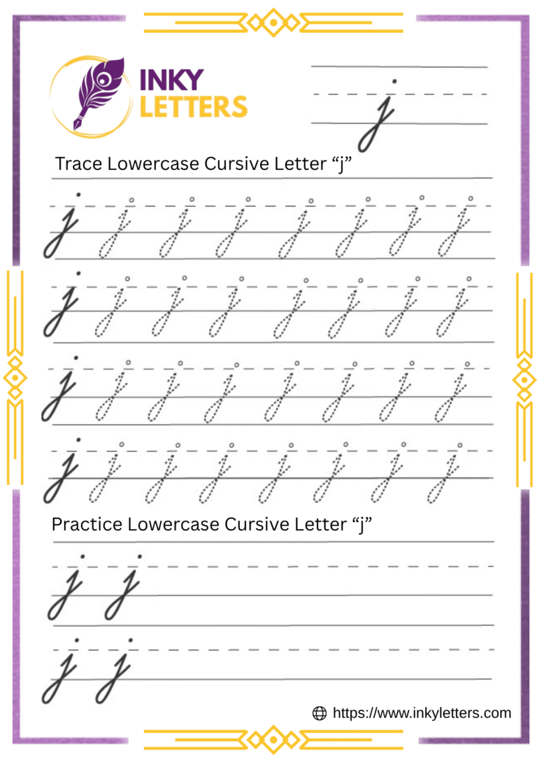 Cursive J - Worksheets and Tutorial (Uppercase + Lowercase)