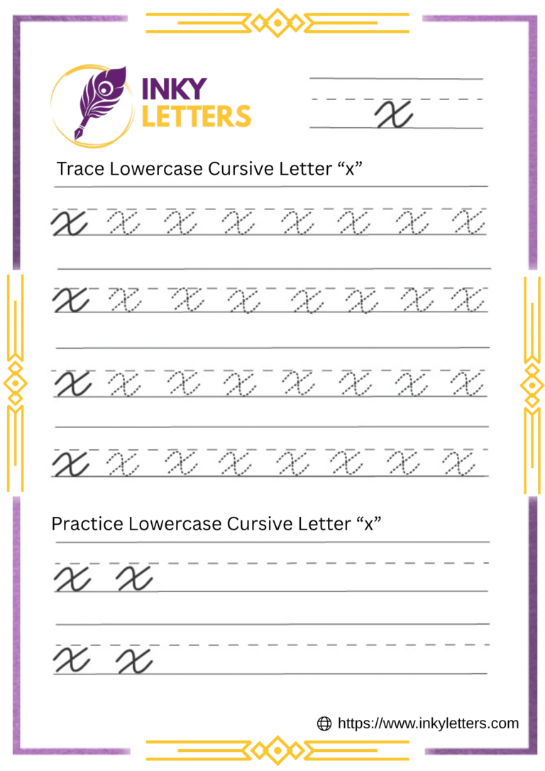 Cursive X - Worksheets and Tutorial (Uppercase + Lowercase)