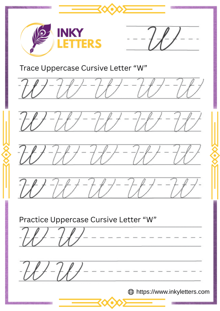 Cursive W - Worksheets and Tutorial (Uppercase + Lowercase)