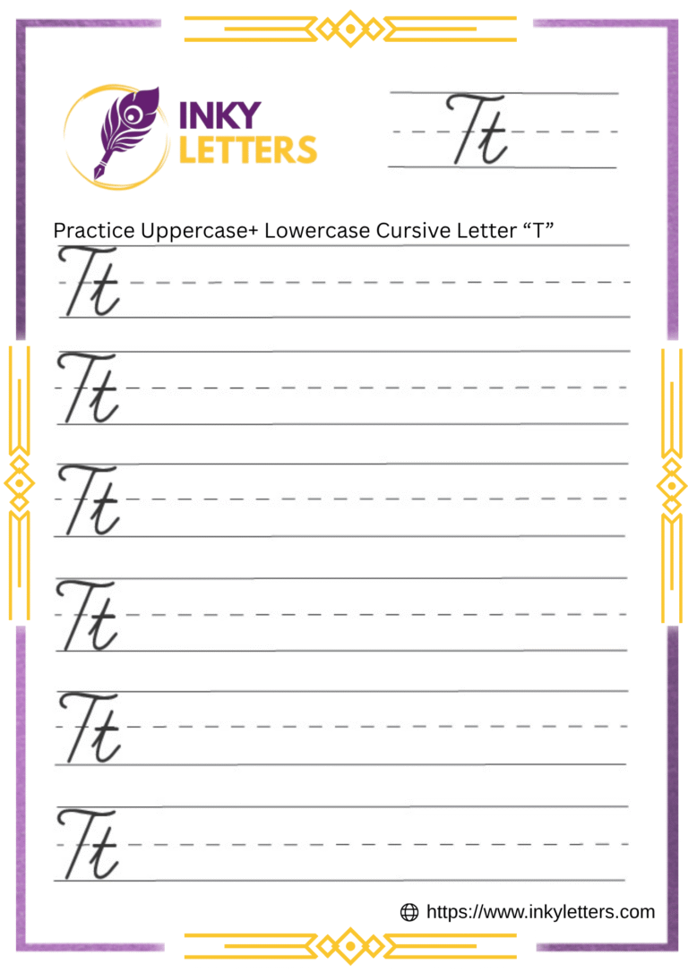 Cursive T - Worksheets and Tutorial (Uppercase + Lowercase)