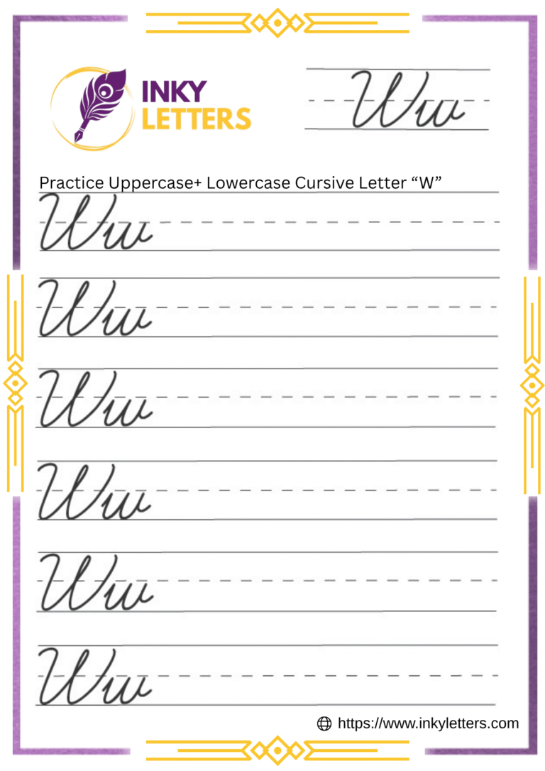 Cursive W - Worksheets and Tutorial (Uppercase + Lowercase)